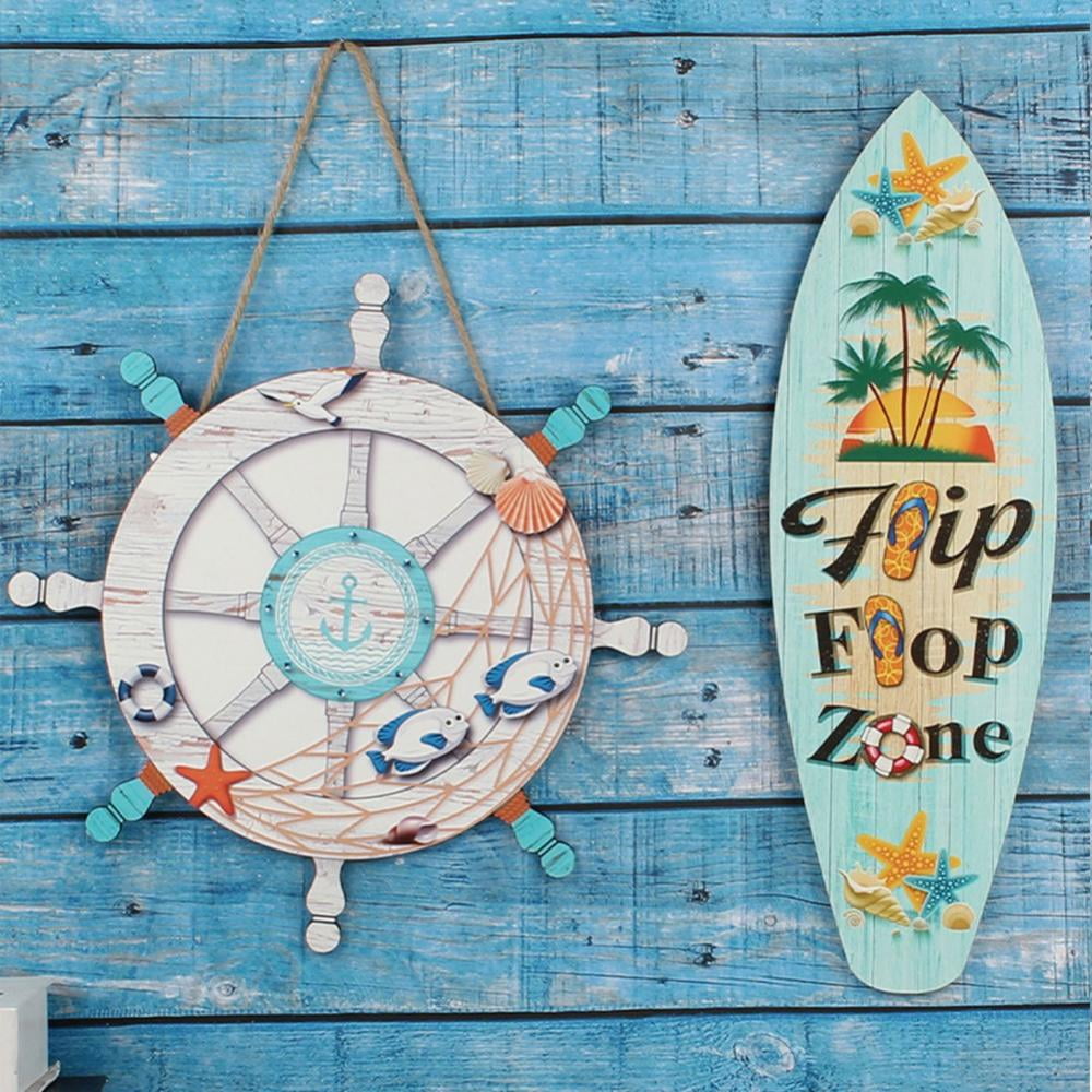Wooden Surfboard Signs, Summer Tropical Bar, 5 inch by 16 inch, Wooden ...