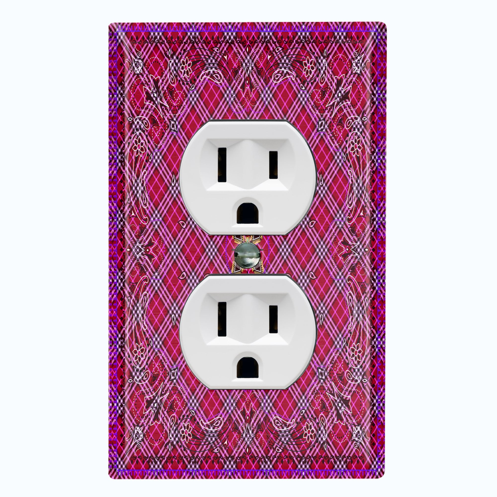 Metal Light Switch Plate Cover Red Plaid Paisley Bandana Tile Pattern ...