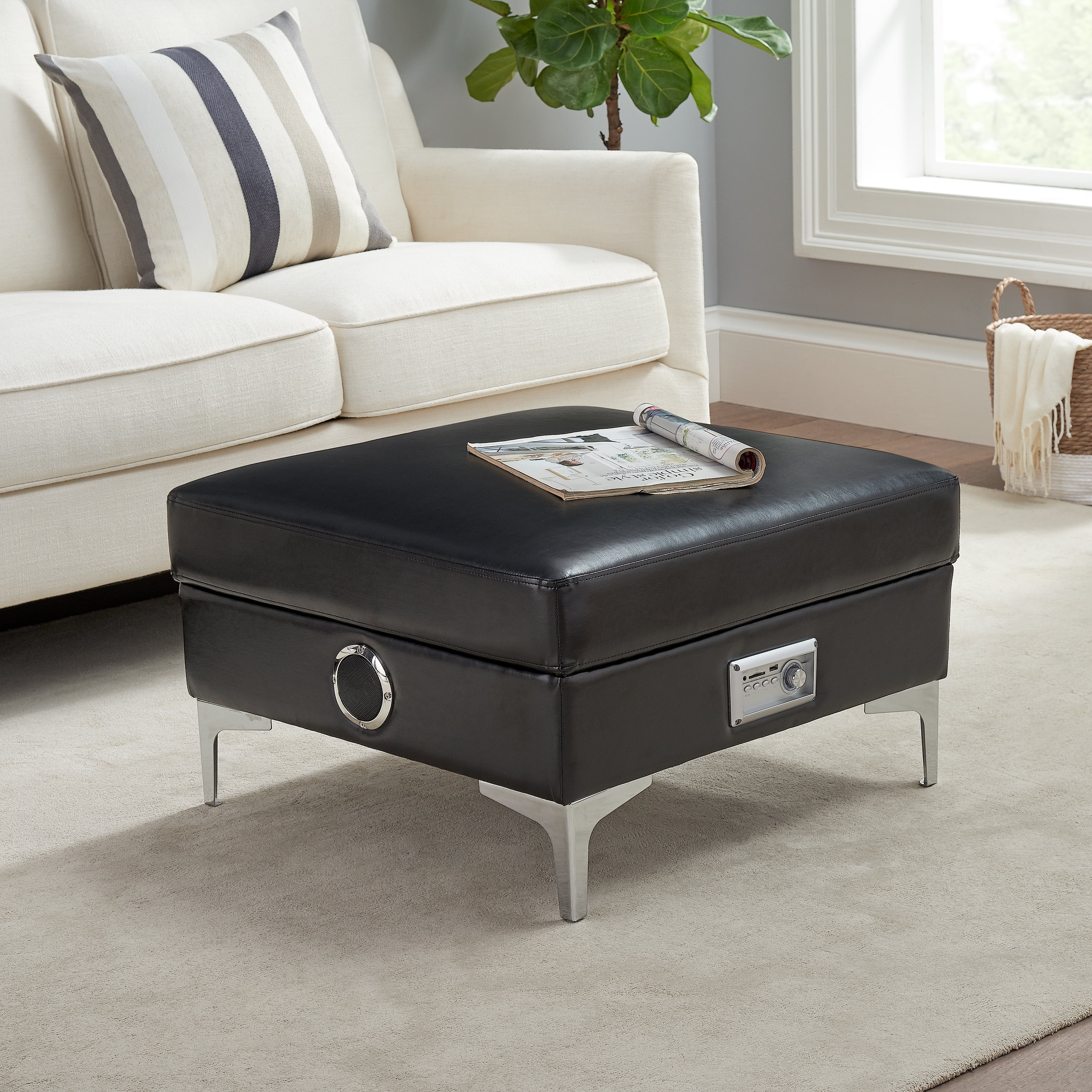 Brandclub - Mainstays Square Ottoman with the Bluetooth Speaker and USB ...