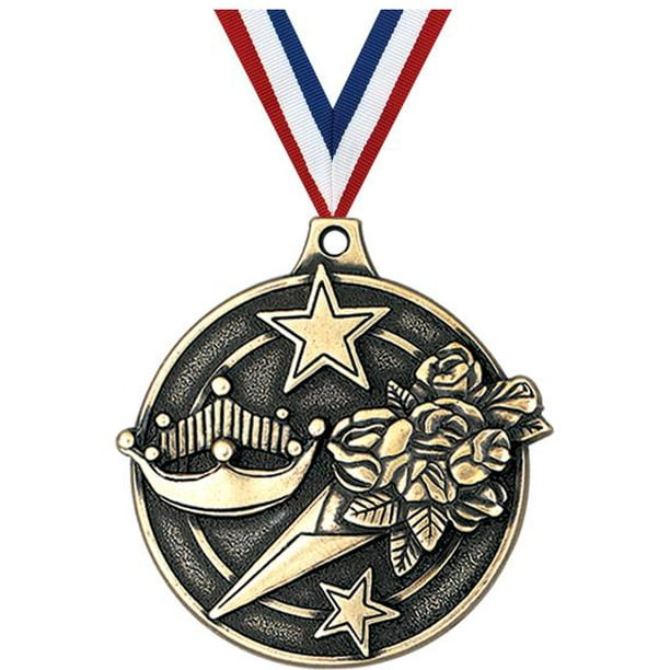 Beauty Medals, 2" Gold Diecast Beauty Medal Award 100 Pack - Walmart.com