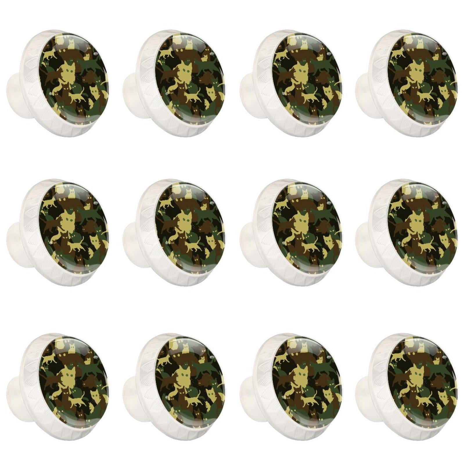 12 Pcs Cat Kitty Army Camouflage Knobs for Kitchen Cabinet Cupboard ...