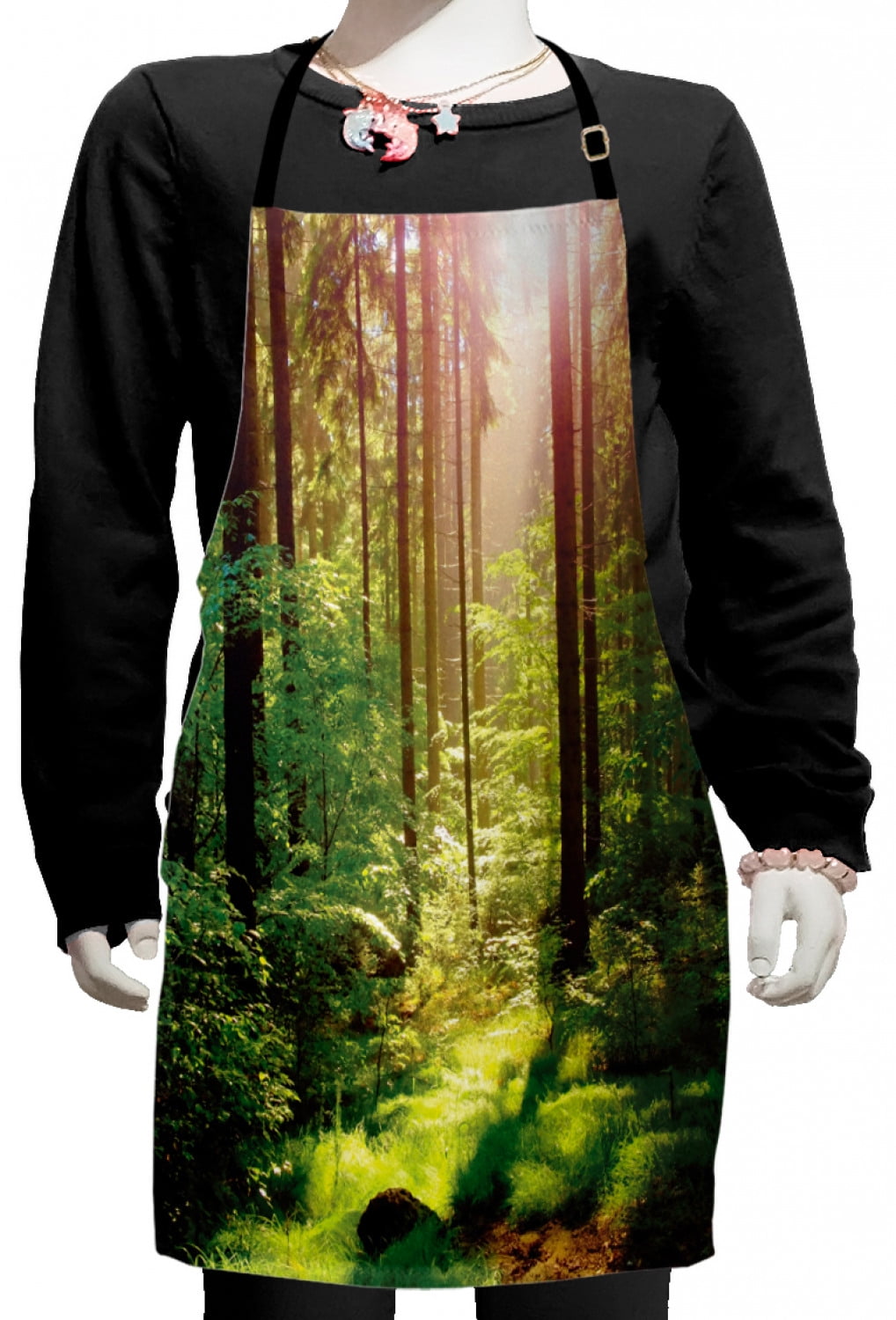 Forest Kids Apron, Forest in Spring Time Sunset Moss Woods Leaf ...