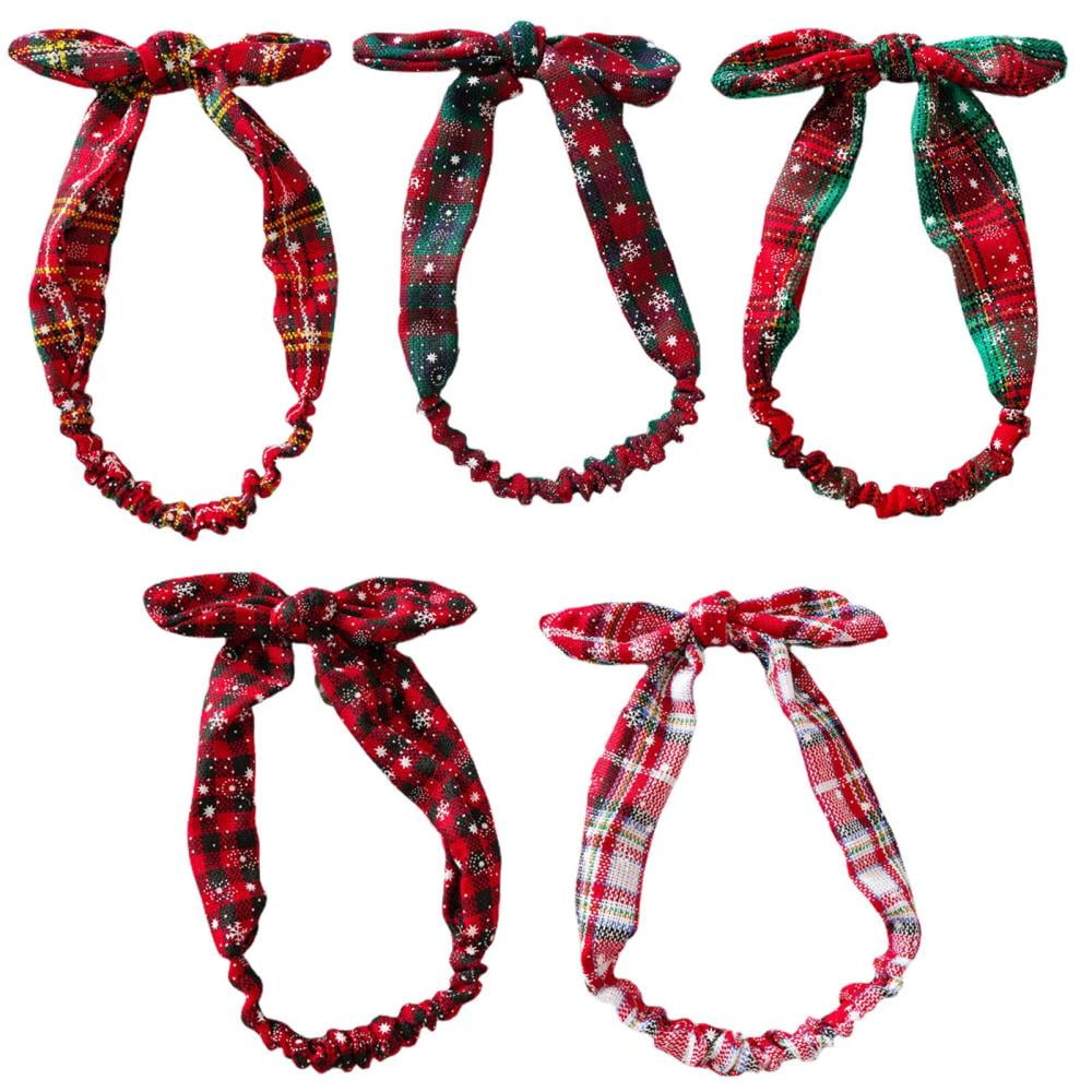 Tohuu Christmas Bowknot Headband Retro Plaid Headbands with Elastic ...