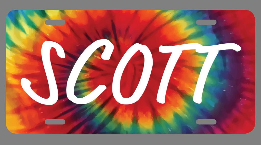 Scott Name Tie Dye Style License Plate Tag Vanity Novelty Metal | UV ...