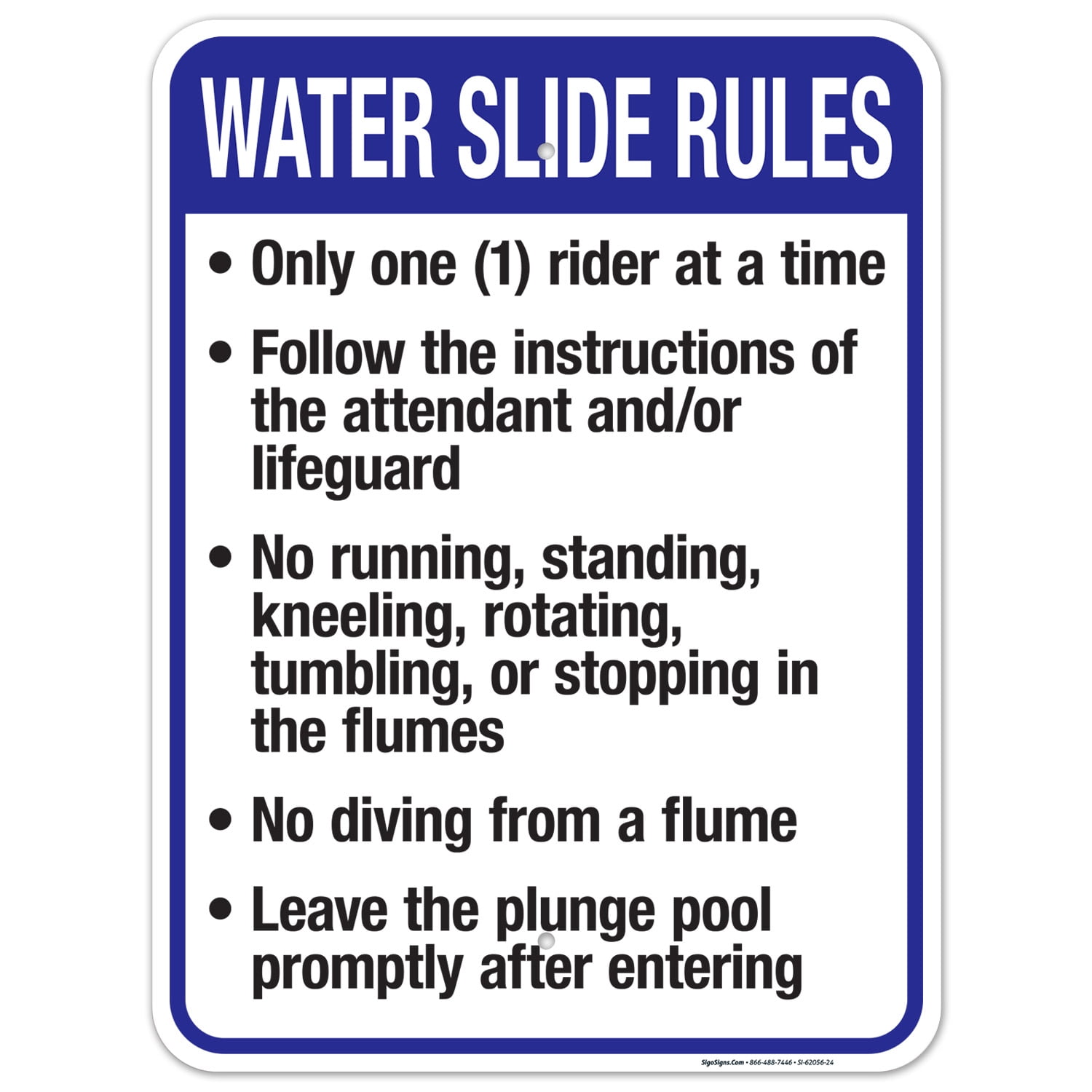 Indiana Water Slide Rules Sign, Complies With State Of Indiana Pool ...