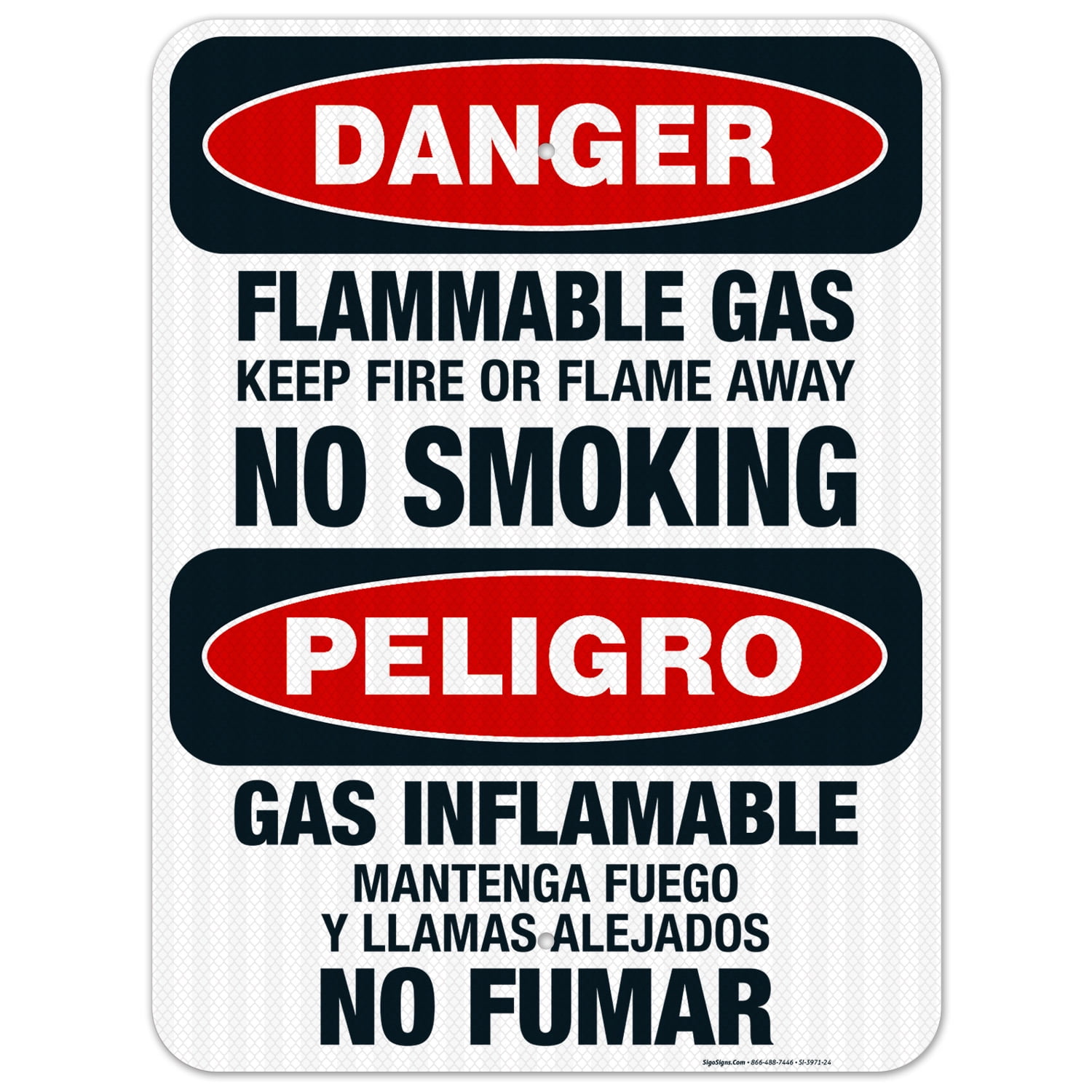Flammable Gas Keep Fire Or Flame Away No Smoking Bilingual Sign, OSHA ...