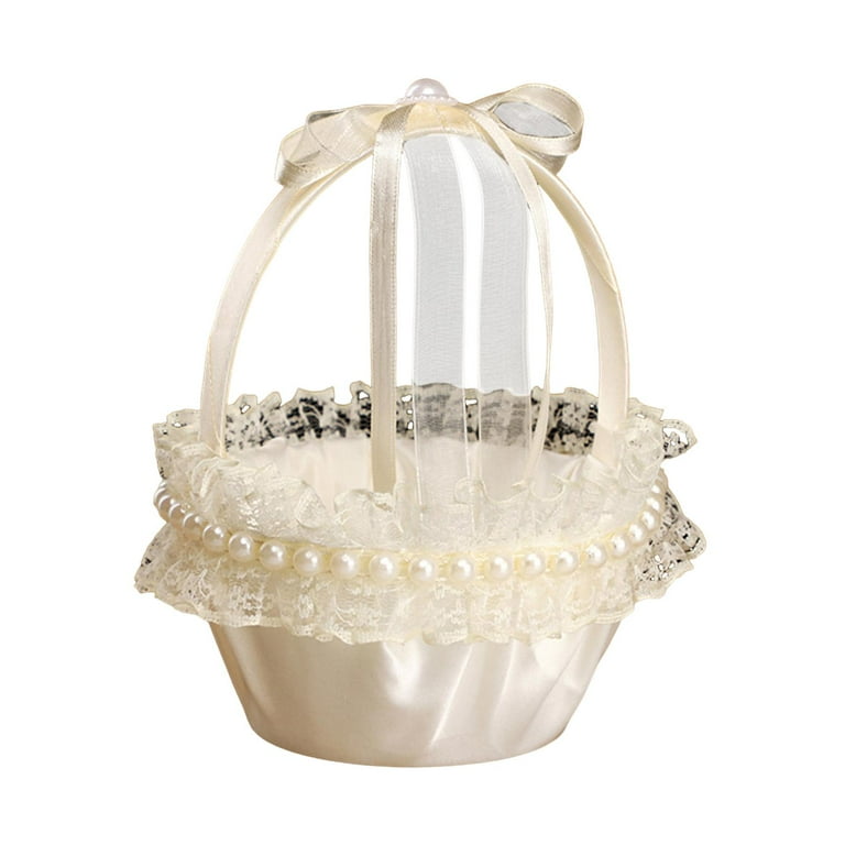 Elegant Wedding Program Baskets Lace Petal Fruit And Basket With
