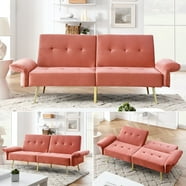 Novogratz Elle Futon, Convertible Sofa Bed and Couch, Pink Velvet ...