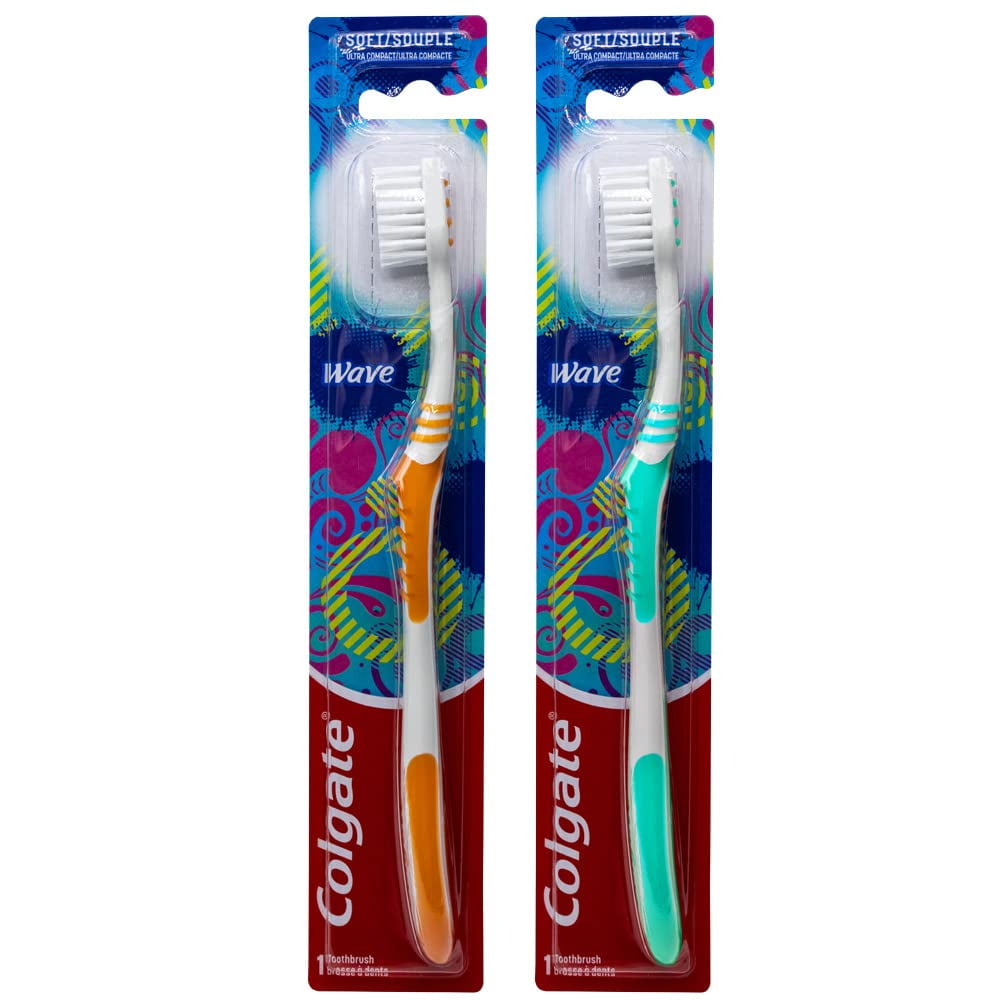 Colgate Wave Toothbrush, Ultra Compact , Soft (Colors Vary) - Pack of 2 ...