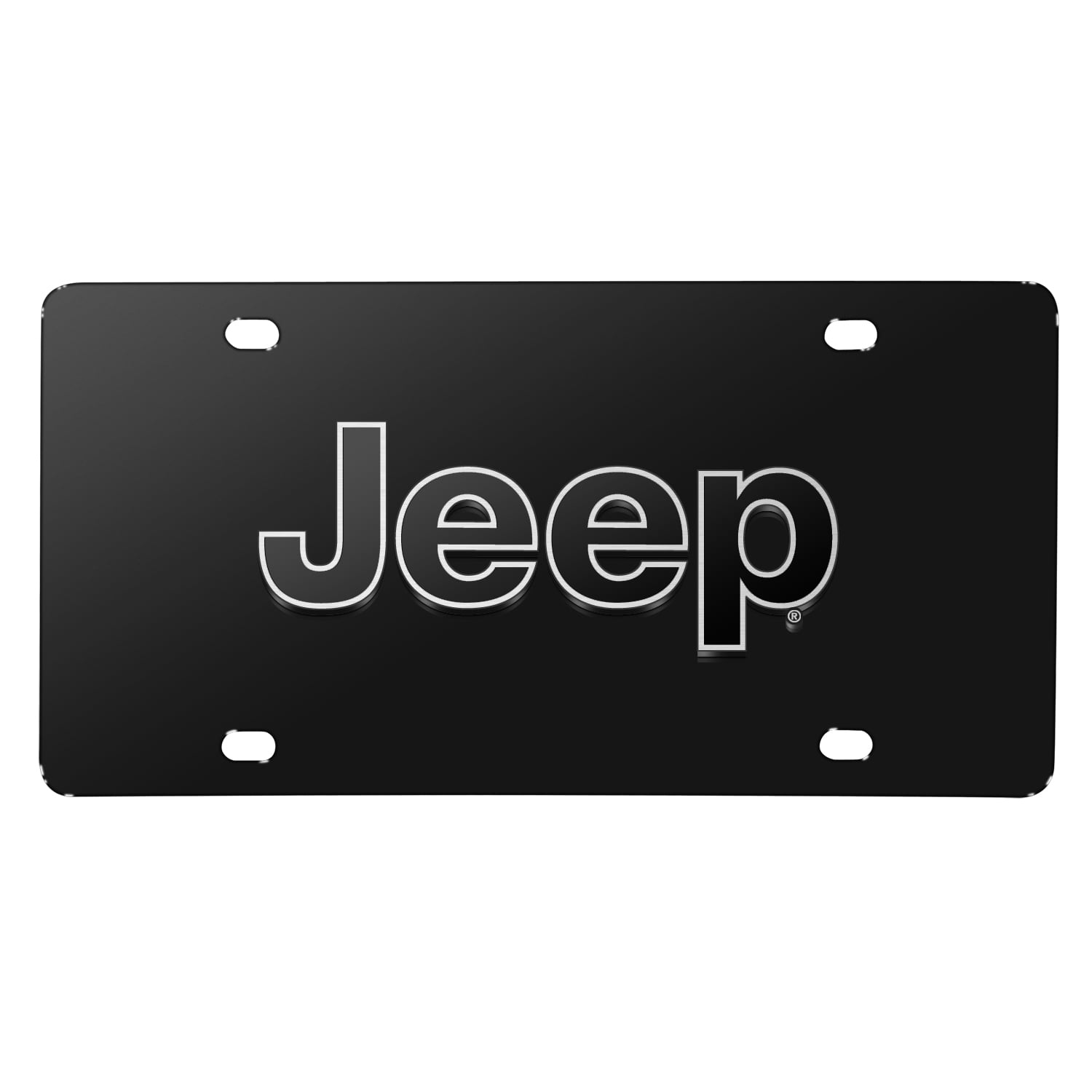 Jeep Black Logo Black Stainless Steel License Plate - Walmart.com