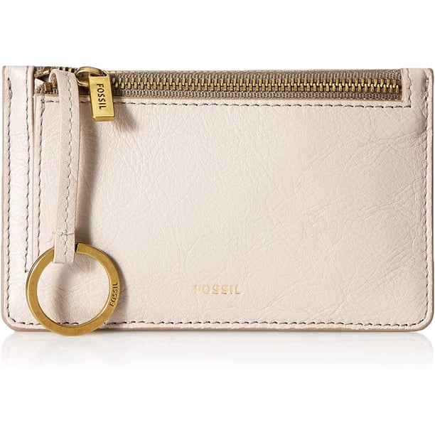 Fossil Womens Logan Leather Zip Card Case Wallet With Keychain ...