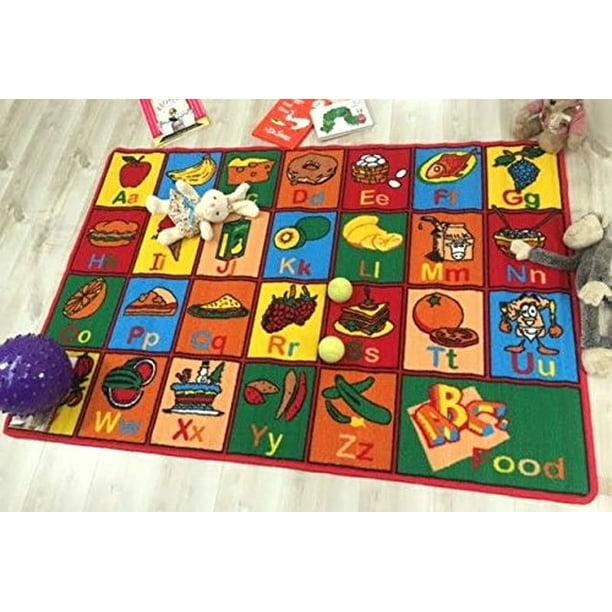 ABC Food Kids Area Rug 3' x 5' Children Fruits Carpet Playroom ...