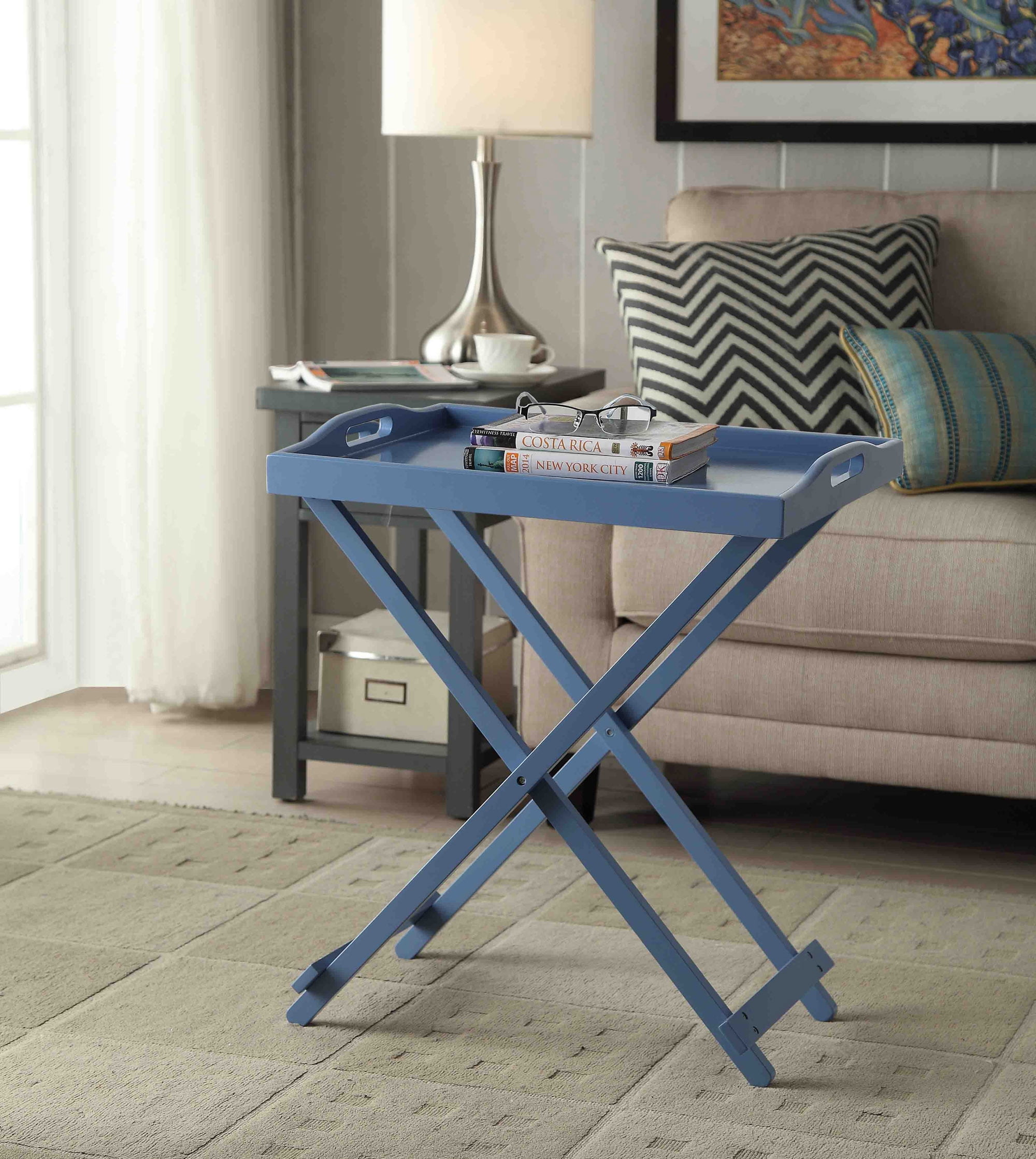 Convenience Concepts Designs2Go Folding Tray Table, Blue - Walmart.com