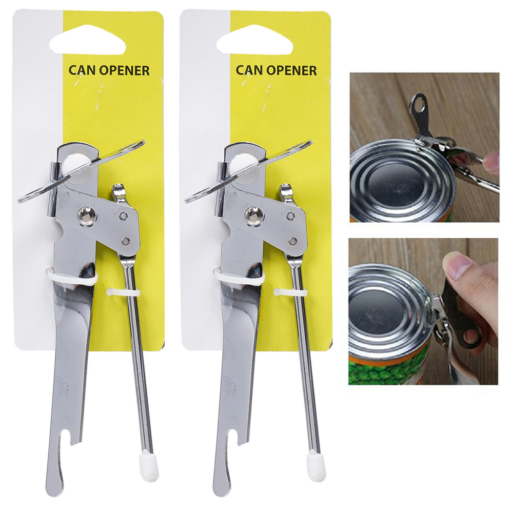 2 Pc Stainless Steel Can Opener Jar Lid Remover Multifunction Kitchen ...