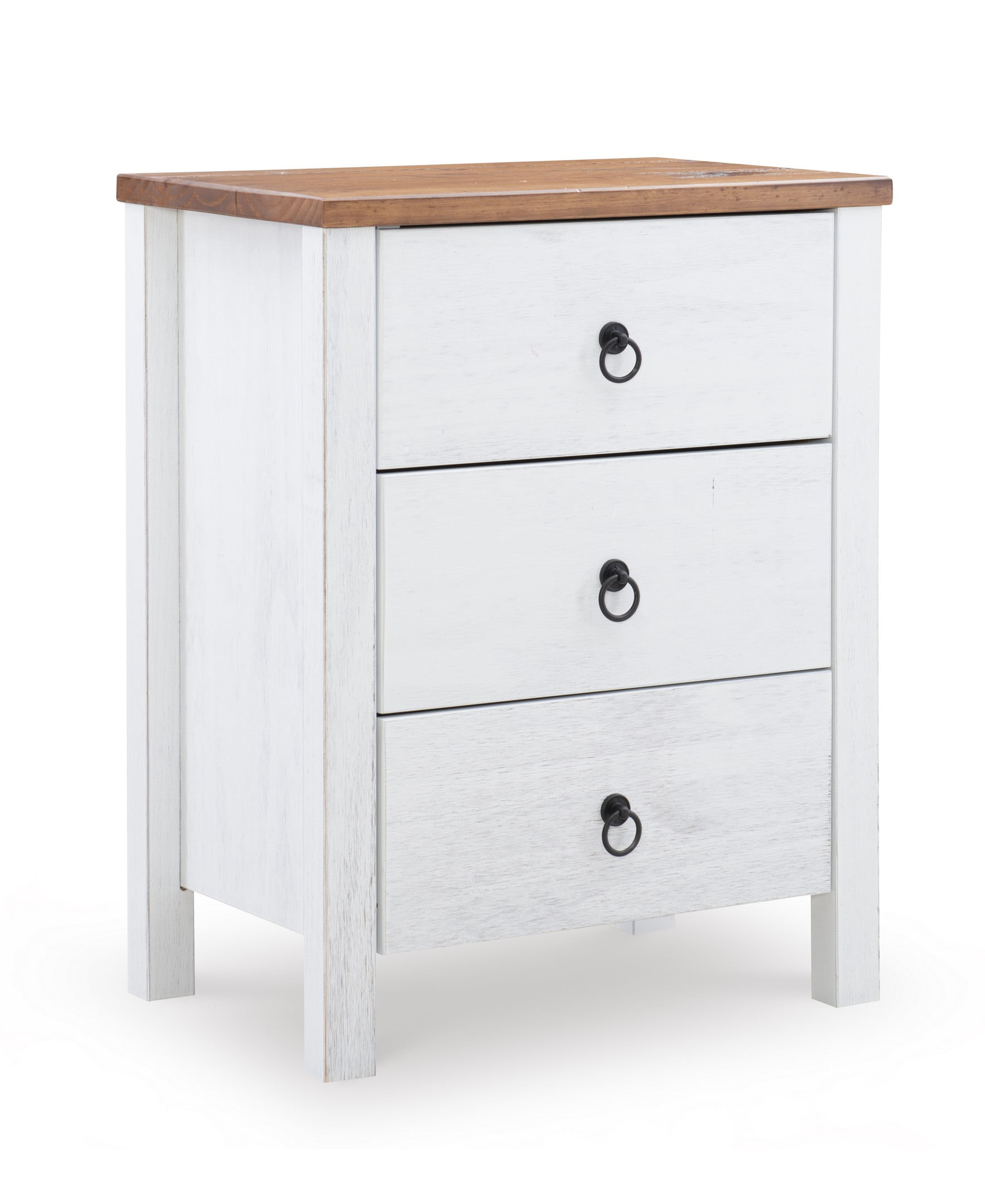 Anson 3-Drawer Chest, Rustic White and Brown - Walmart.com