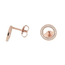 Hoop earrings in Rose w/clear CZ and cut-out heart details Earring ...
