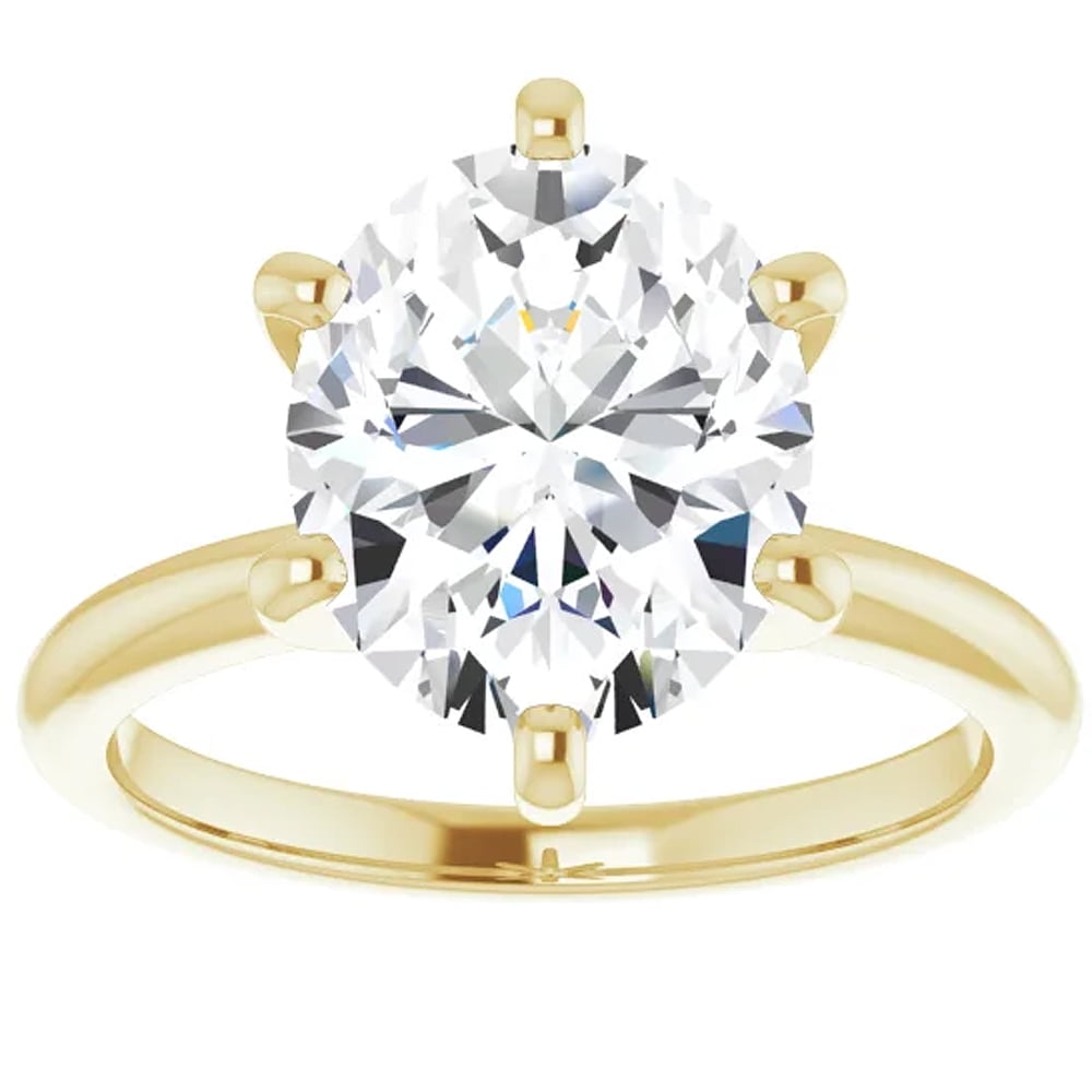 Pompeii3 3 Ct Oval Moissanite Solitaire Engagement Ring 14k Yellow