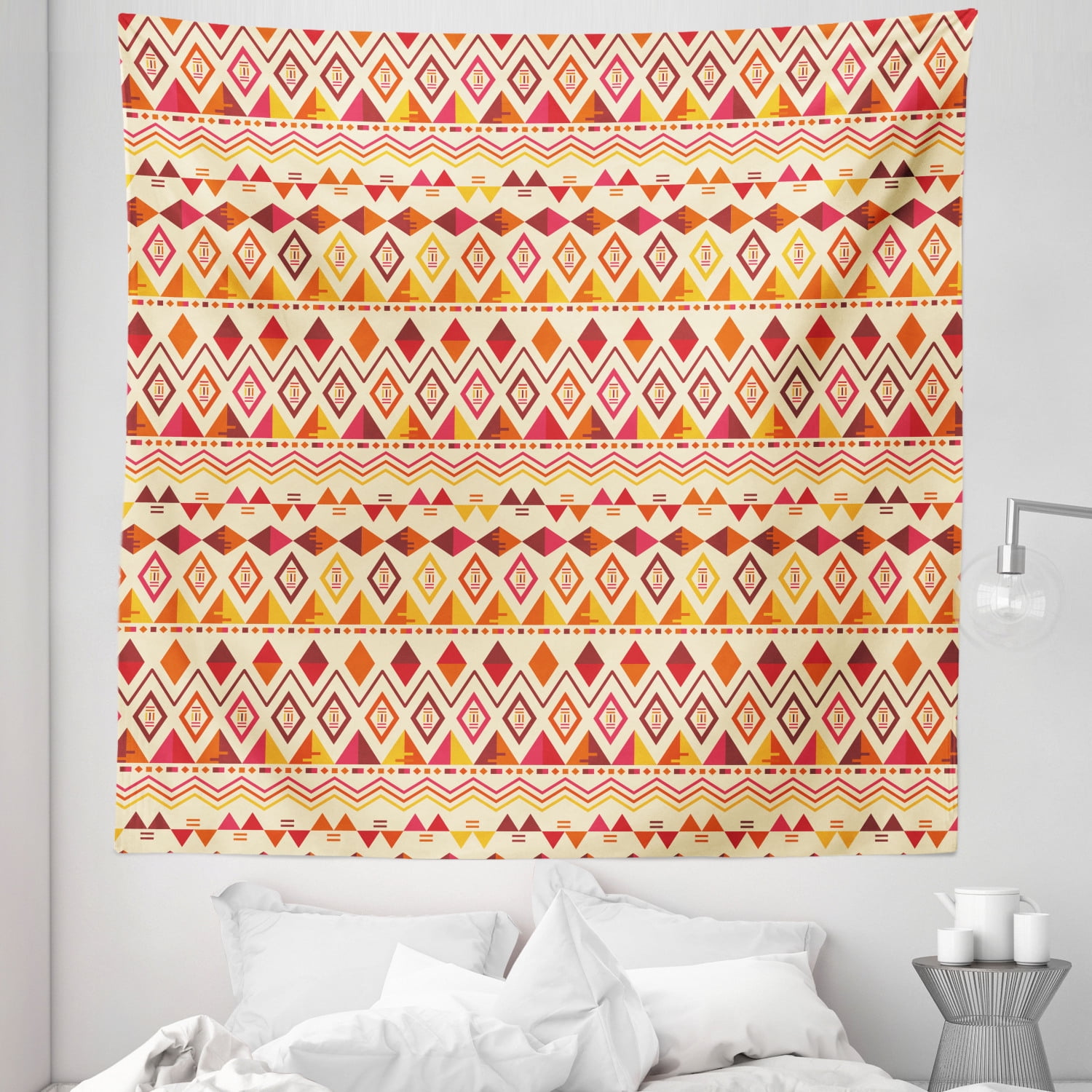 Geometric Tapestry, Retro Style Design Repeated Tribal Art Motifs ...