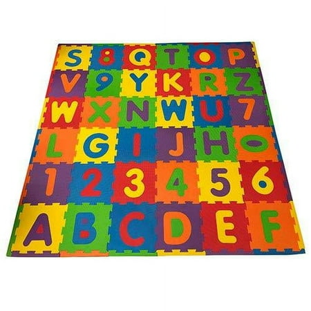 FUN n' SAFE Kid's ABC/123 Play Mat, 36 Interlocking Foam Tiles with Pop ...
