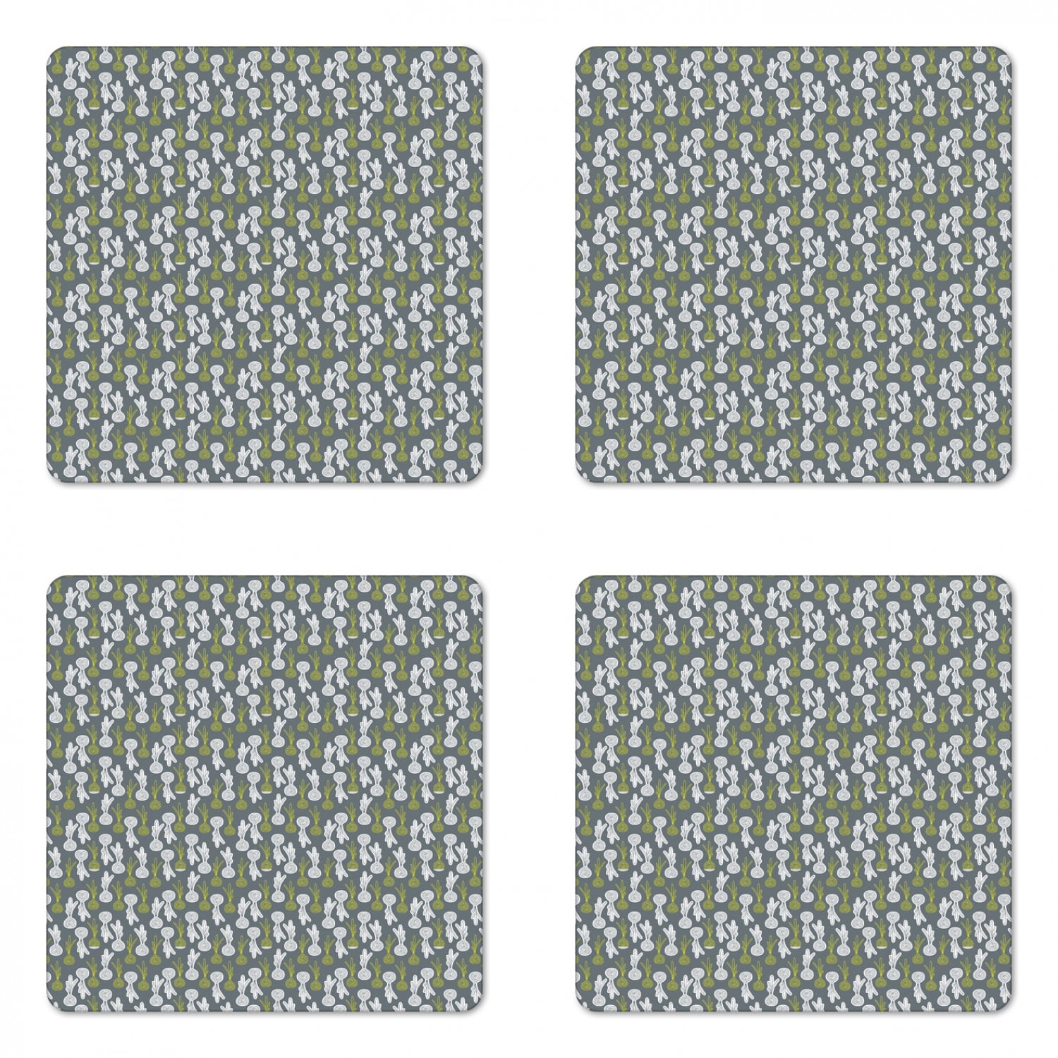 Vegetable Coaster Set of 4, Onions Motif Organic Farming Food Culture ...