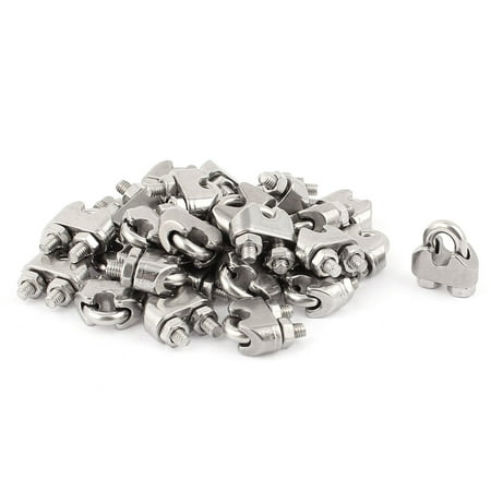 30 Pcs 3mm 1/8" Stainless Steel Wire Rope Cable Clamp Clips Fastener ...