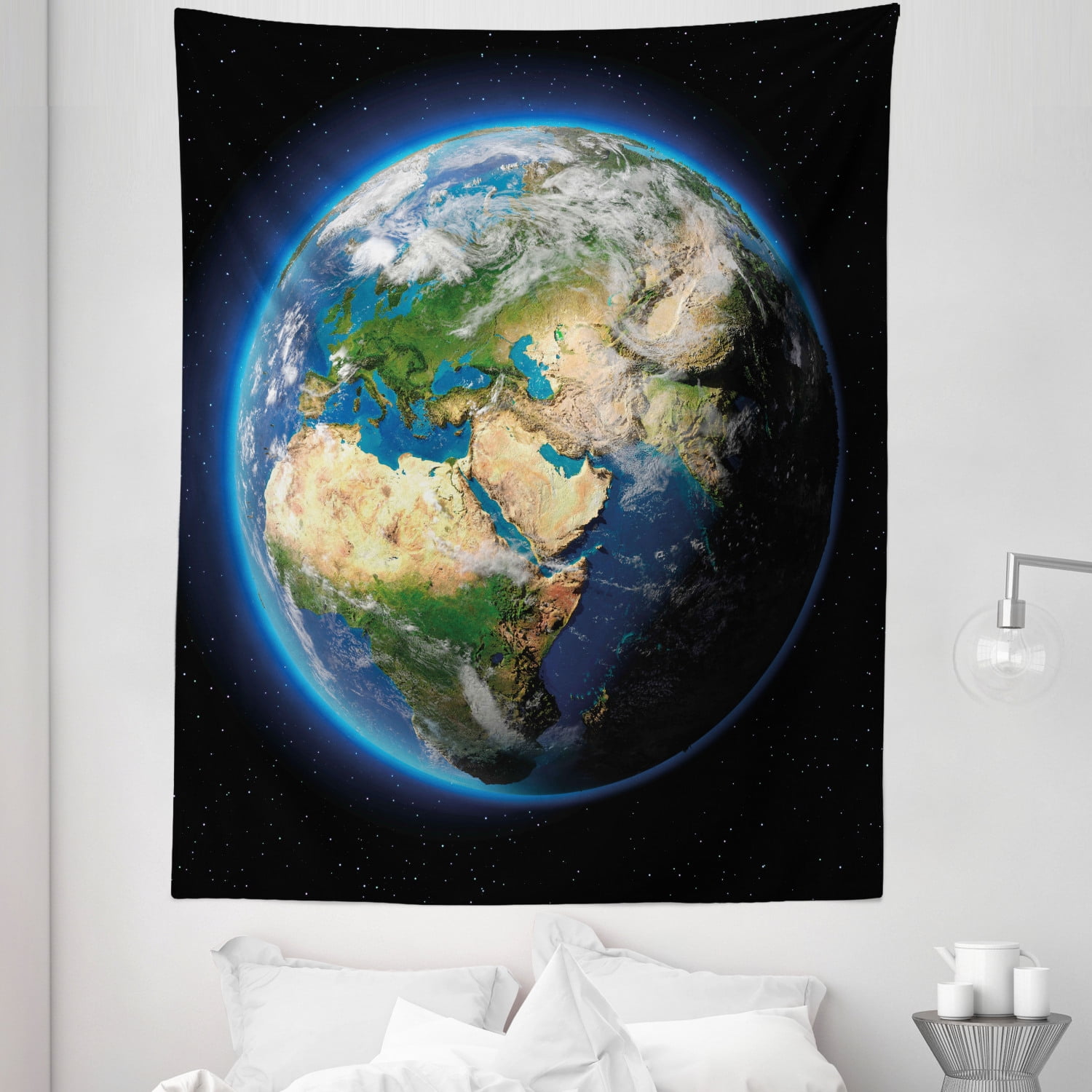 Earth Tapestry, Vivid Earth Globe with Blue Seas Greenery Volumetric ...