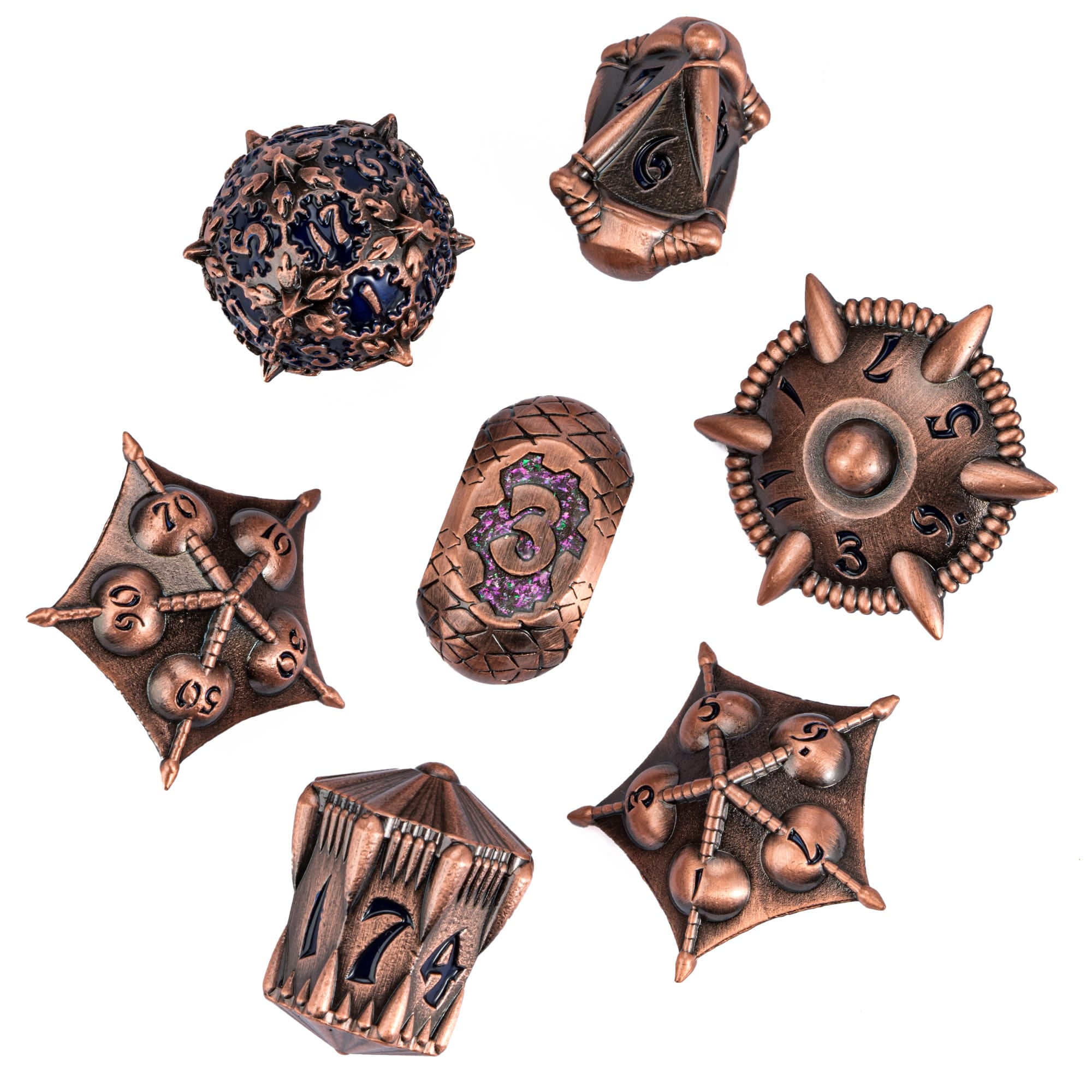 Cusdie Metal DND Dice Set, 7 die Metal Polyhedral D&D Dice Set Dragon ...