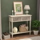 COSIEST Vintage Light Grey Distressed Solid Wood 2 Drawers Console ...