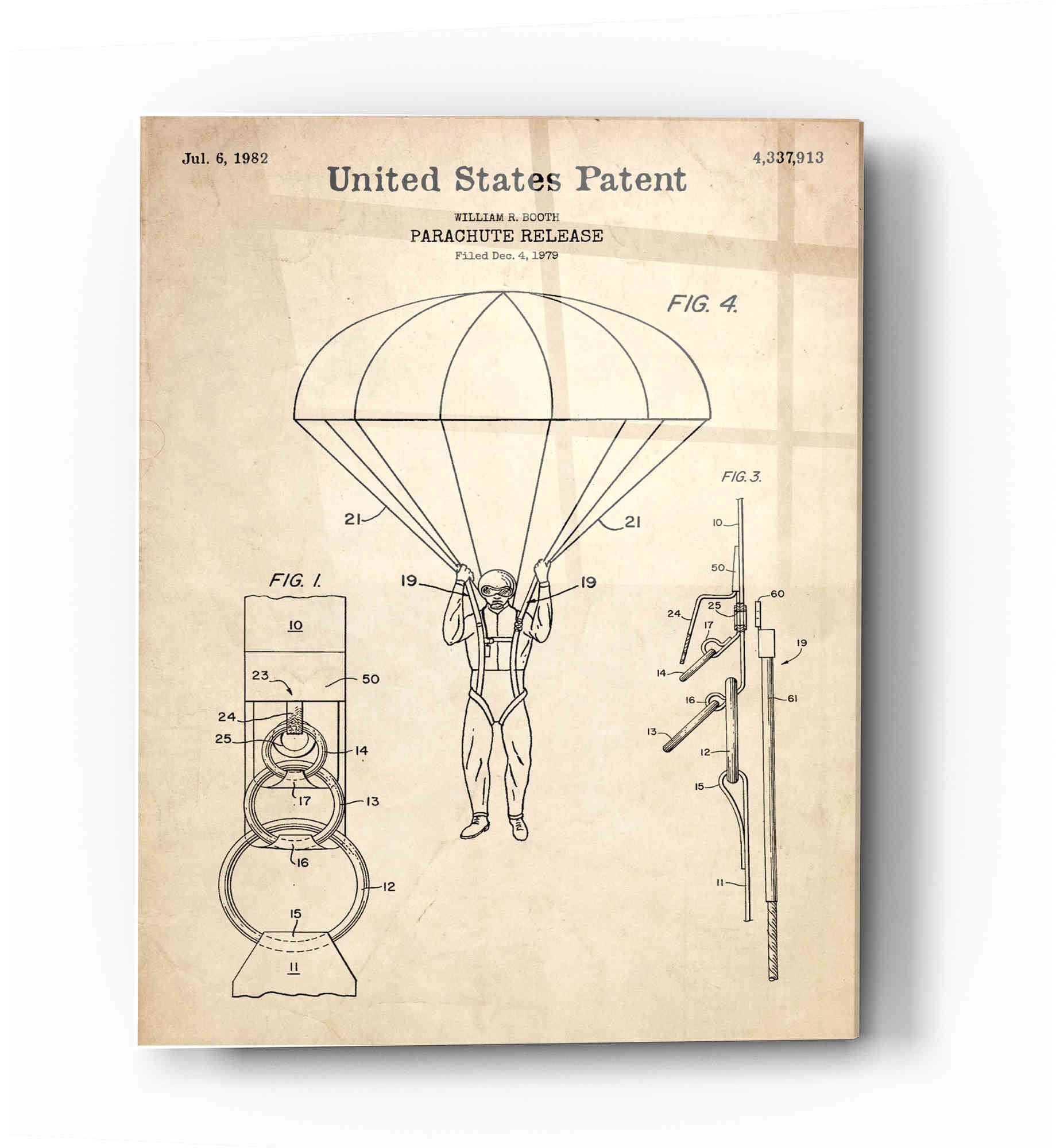 Epic Art 'Parachute Release Blueprint Patent Parchment' Acrylic Glass ...