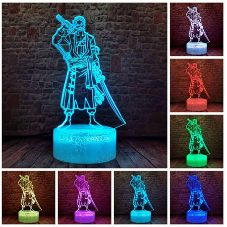 One Piece Roronoa Zoro 3D Illusion Night Light LED Anime Lamp Remote ...