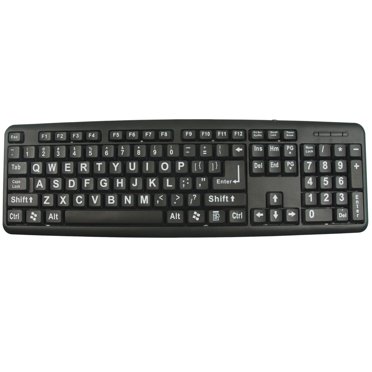 Ezsee Low Vision Keyboard Large White Print Black Keys - Walmart.com