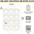 2 Pcs Heart Shaped Muffin Pan with Metal Reinforced Frame 12 Cup ...