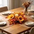 Autumn Faux Maple Leaf Berry Candle Ring Wreath, Thanksgiving ...