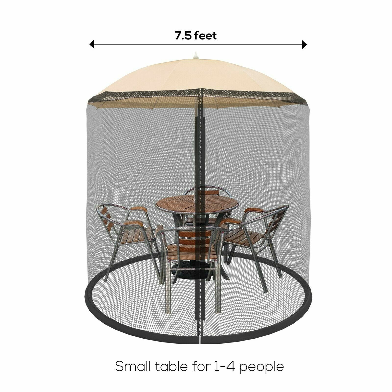 Outdoor Black Umbrella Screen Bug Mosquito Net Fits 7.5 Feet Umbrellas ...