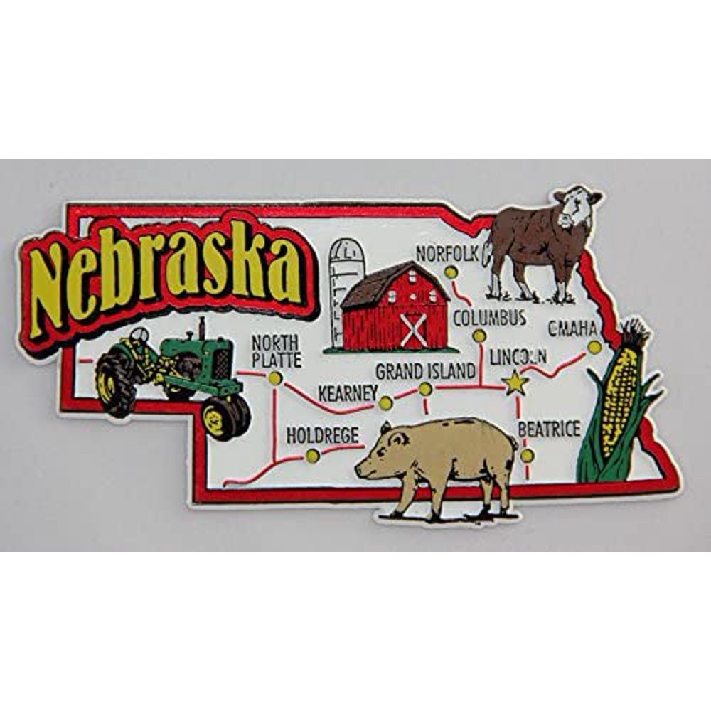Nebraska State Map and Landmarks Collage Magnet FMC - Walmart.com ...