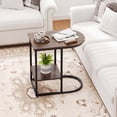 Costway 1 PCS C-shaped Side Table 2-Tier End Table with Storage Modern ...