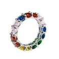 Multicolor Large Round Cubic Zirconia Eternity Ring Sterling Silver ...