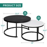 DWVO 2Pcs Nesting Coffee Table Round Wood Coffee Tables Cocktail Tables ...