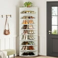 Tribesigns 9-Tier Shoe Rack, White Wooden Corner Shoe Cabinet - Walmart.com
