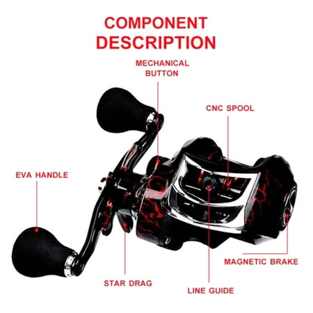 Baitcasting Fishing Reel Outdoor 7.1:1 Gear Ratio Ultra Smooth Fishing ...