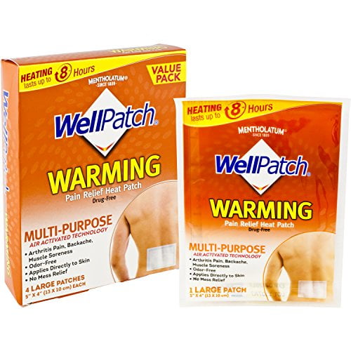 WellPatch Warming Pain Relief Heat Patch, 4 large patches, 5"x4" (13x10 ...