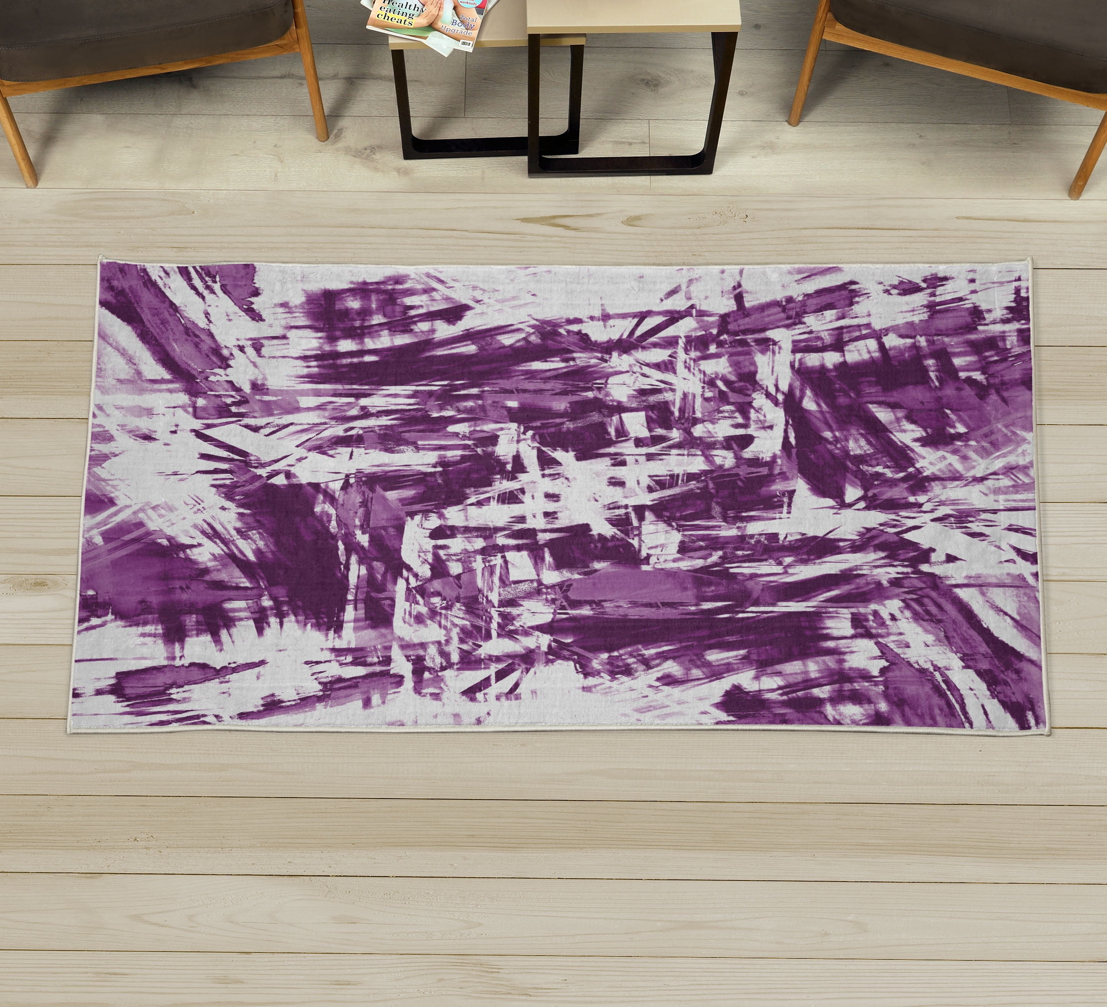 Monochrome Decorative Rug, Old Grunge Style Abstract Art with ...