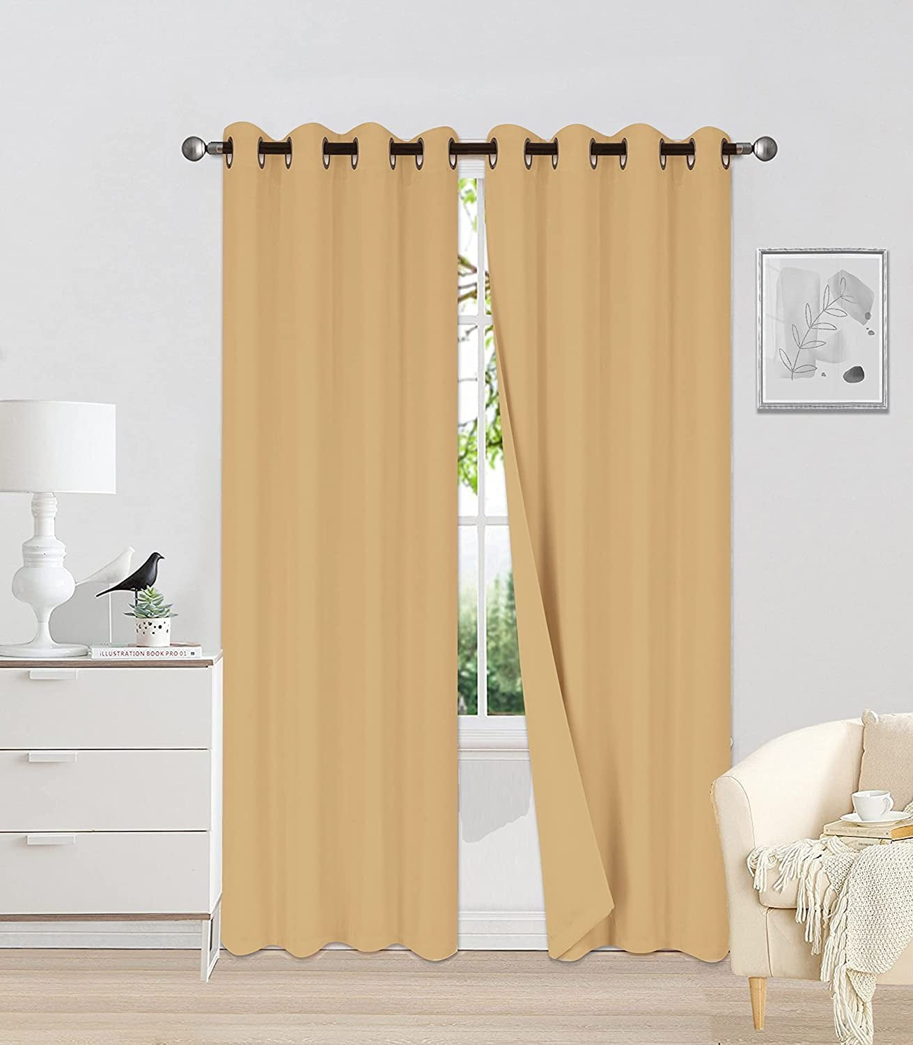 Sapphire Home Double Microfiber Blackout Curtains - 2-Panel Sets of ...