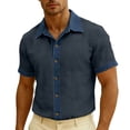 BSDJILFG Vintage Buttons Down Shirt for Men Distressed Linen Top ...