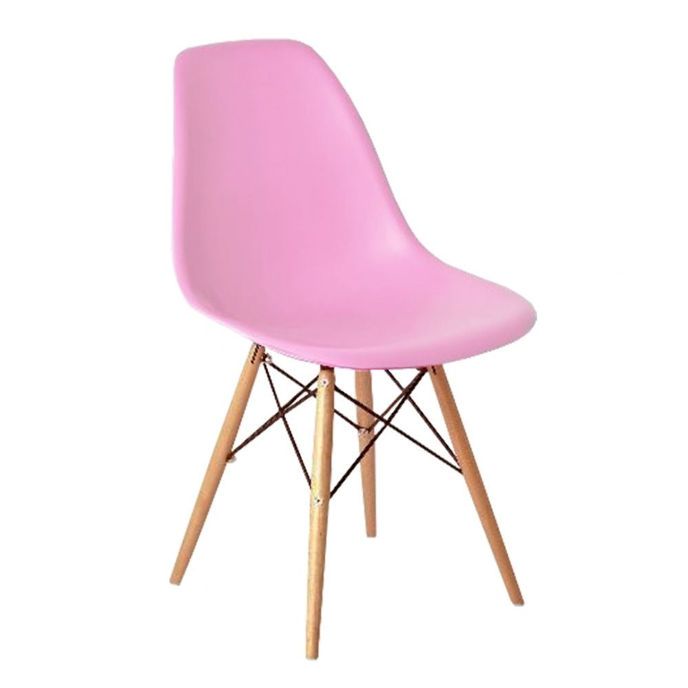 Silla Estilo Eames Silla de Comedor con Patas de Madera Rosa TOPLIVING ...