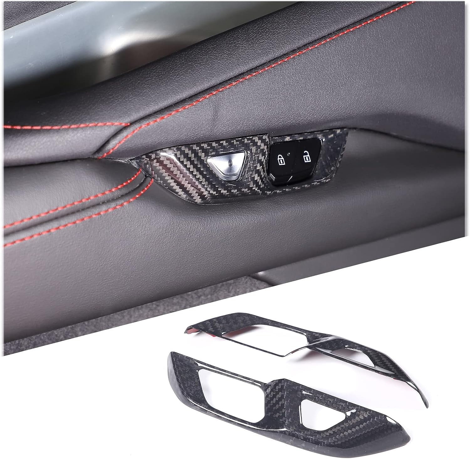 TINKI Real Carbon Fiber Door Lock Switch Button Cover Trims Compatible ...