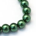 Baking Painted Pearlized Glass Pearl Round Bead Strands Dark Green 6 ...