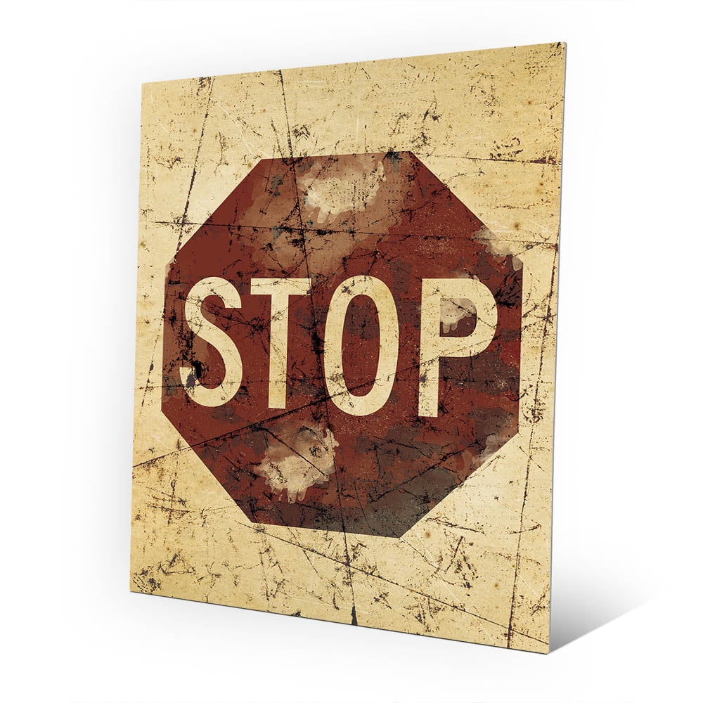 Stop Sign Scritch Scratch | 16" x 20" Metal Wall Art - Walmart.com