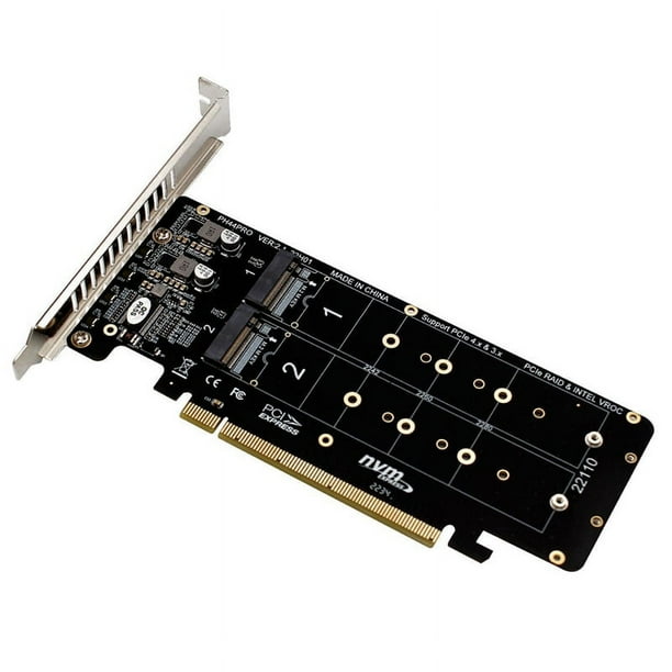 PCIE 4.0 Dual-Disk PCIeX16 to M.2 M-Key NVME SSD Expansion Card ...