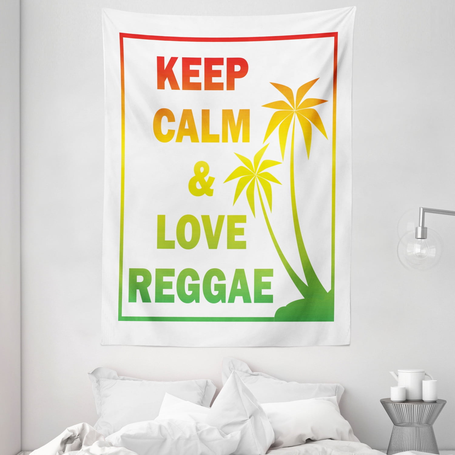 Rasta Tapestry, Keep Calm and Love Reggae Quote in Ombre Rainbow Colors ...